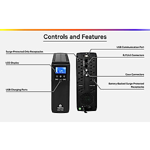 Liebert PSA5 UPS - 1000VA/600W 120V, Line Interactive, AVR, mini tower, 10 outlets, USB Charging, 3 year warranty, Uninterruptible Power Supply, Battery Backup with Surge Protection (PSA5-1000MT120)