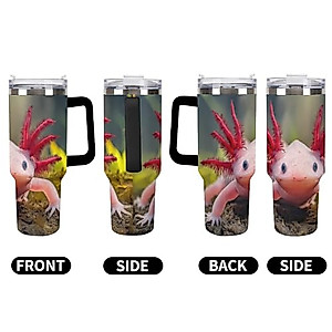 Axolotl Tumbler with Handle Travel Mug Water Bottle Tea Coffee Cup Black-style