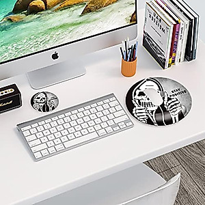 Large Mouse Pad with Wrist Rest Dia 9.45 inch, Mouse Pads for Desk, Cute Round Ergonomic Mouse Pad, Gel Mousepad Wrist Support for Computer Laptop Gaming Home Office Decor-Funny Skull