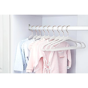 ManGotree Baby Velvet Hangers with 360° Swivel Rose Gold Hook, 10.95" Non-Slip Toddler Hangers, Ultra Thin Space Saving Children's Clothes Hanger, 15 Pack (White)