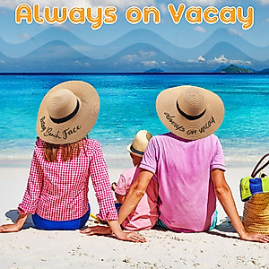 Sureio 6 Pcs Beach Hat for Women Summer Floppy Hat Embroidered Foldable Sun Hat Large Brim Adjustable Straw Hats for Women Vocation Travel