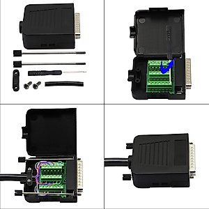 CERRXIAN DB25 Breakout Board, DB25 Male D-SUB Connector to DB25 Screw Solderless Wiring Terminal Module Breakout PCB Board Kits with Plastic Case (M Black)