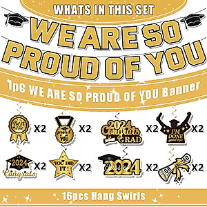 Graduation Party Decorations of 2024,Class Backdrop Banner,Graduation Party Decorations College Graduation Decorations Class of 2024 Party Supplies (Gold)