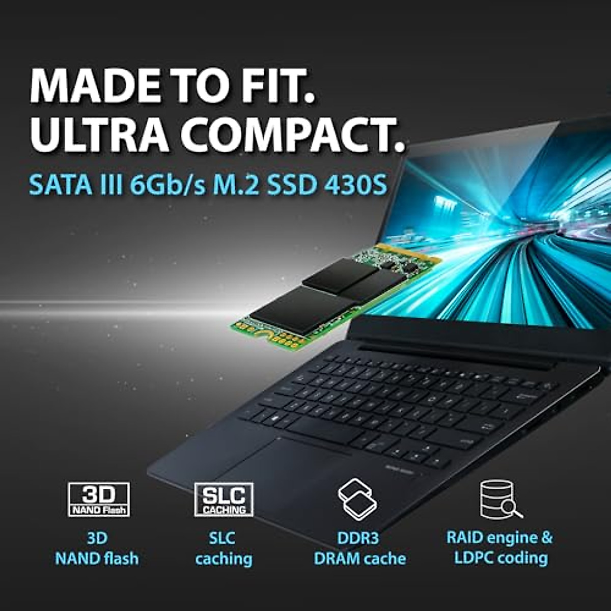 Transcend 128GB MTS430S M.2 2242 SATA3 SSD, Internal Solid State, Compatible with Laptop & PC Desktop - TS128GMTS430S