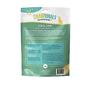 Gnawturals Dental Chews Twisted Sticks | for Small Dogs | Natural Scrubbing Action to Fight Plaque and Tartar While Refreshing Your Dog's Breath (21 Sticks, Chicken)