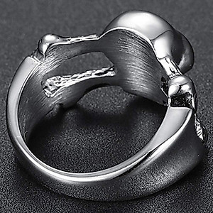 Jude Jewelers Stainless Steel Retro Vintage Gothic Skull Cocktail Party Biker Ring (Silver, 11)