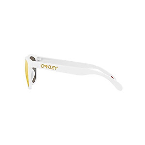 Oakley Men's OO9245 Frogskins Low Bridge Fit Square Sunglasses, Matte White/Prizm 24K Polarized, 54 mm