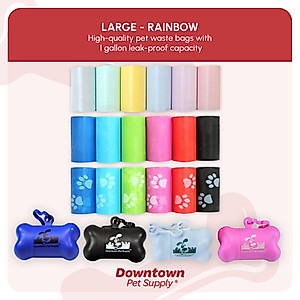 Downtown Pet Supply Scented Poop Bags for Dogs with Dispenser, 500 Count - Leak-Proof Dog Waste Bags and Bone-Shaped Dog Poop Bags Holder for Leash - Lavender Scented, 12.5" x 8.5"