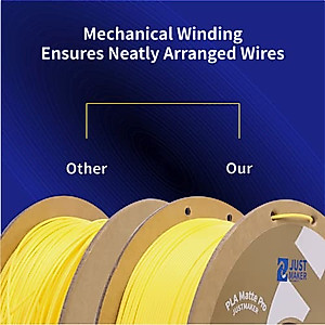 JUSTMAKER PLA Silk 3D Printer Filament, Upgrade Cardboard Spool, Silk Shiny Filament, Dimensional Accuracy +/-0.03mm, 1.75mm, 1kg, Blue