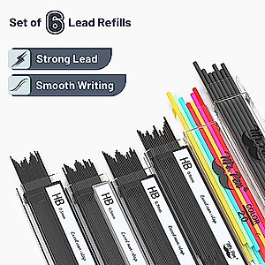 Mr. Pen- Metal Mechanical Pencil Set with Leads and Eraser Refills, 5 Sizes - 0.3, 0.5, 0.7, 0.9 and 2 Millimeters, Sketching/ Drafting Pencil
