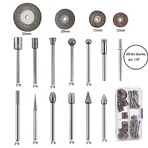 Cedilis 43-Pack Stone Carving Set - 26 Diamond Burr Bits, 10 Impeller, 4 Diamond Cutting Wheel, Polishing Rotary Tools for Stone, Rocks, Jewelry, Glass, Ceramics Rotary Tools