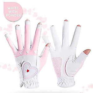 RNAGRET Golf Glove, Golf Gloves 1Pair Women Golf Gloves Fingerless Soft Sport Gloves Ladies Girl Granules Anti-Skid Glove Left and Right Hand Mittens (Color : Black, Size : 18)