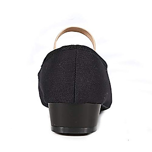 DANCEYOU Black Canvas Character Dance Shoes with Elastic Strap for Big Kid,3.5 M