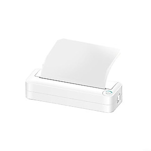 Portable Printer Wireless for Travel Thermal Printer A4 Thermal Paper, Inkless Printer Mobile Office(White)