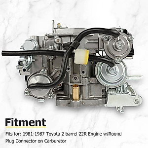 AUXMART Carburetor for Toyota 2 Barrel 22R Engine 1981 1982 1983 1984 1985 1986 1987 with Round Plug Connector TOY-505 TOY-507 (35290/2.4L 2366cc/ C4036)