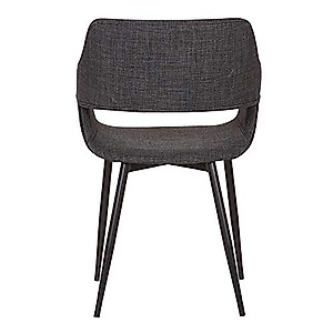 Armen Living Ariana Mid-Century Fabric Dining Room Accent Chair, 18" Height, Charcoal