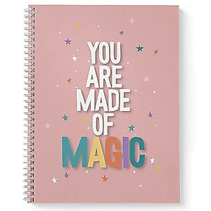 Softcover Made of Magic 8.5" x 11" Motivational Spiral Notebook/Journal, 120 Wide Ruled Pages, Durable Gloss Laminated Cover, White Wire-o Spiral. Made in the USA