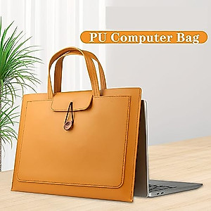 MCUIATN Laptop Tote Bag 15.6 Inch Business Vintage Waterproof Leather Computer Bags Office Work Bag Briefcase (brown)