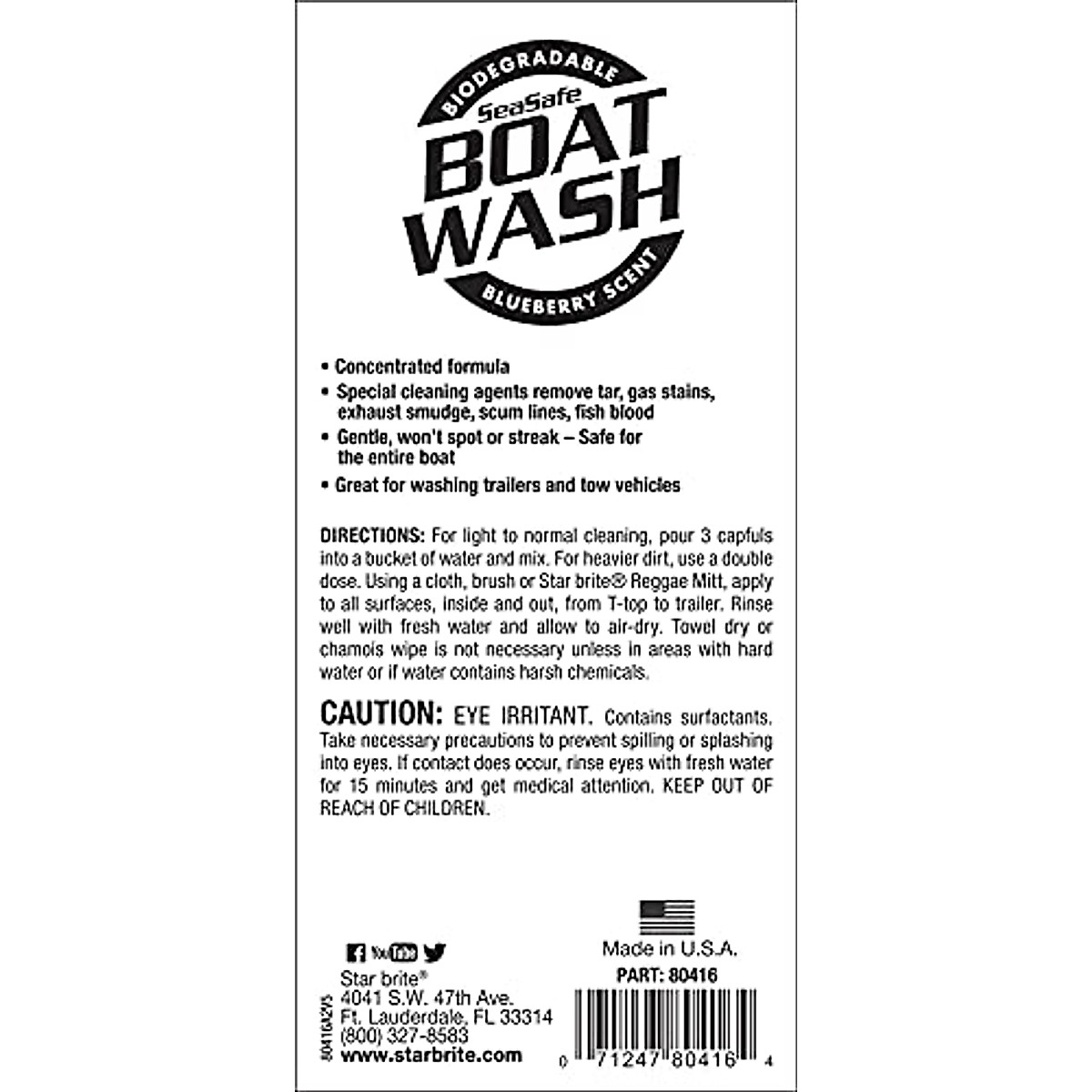 STAR BRITE Concentrated Boat Wash - Biodegradable, Phosphate-Free, Heavy-Duty Boat Soap for All Marine Surfaces - 16 Ounce (080416)