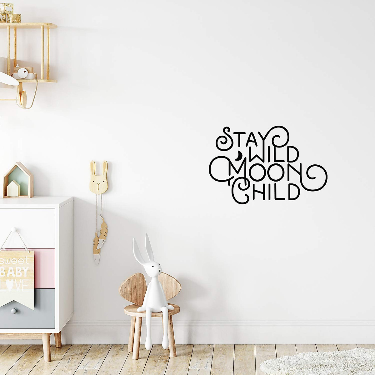 Vinyl Wall Art Decal - Stay Wild Moon Child - 15" x 23" - Trendy Modern Fun and Free Bedroom Apartment Playroom Nursery Decor - Indoor Outdoor Home Living Room Household Quotes (15" x 23", Black)