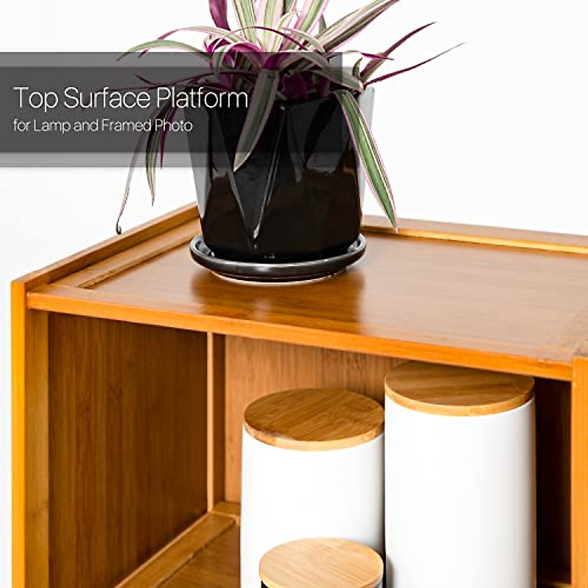 MoNiBloom Bamboo 3 Tier Narrow Bookshelf Freestanding Display Storage Shelves Cabinet Furniture for Bedroom Living Room Kitchen, Brown