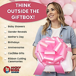 Nicky Bigs Novelties 14" Iridescent Metallic Giant Large Instant Pull Bow Birthday Wedding Decoration (Pink)
