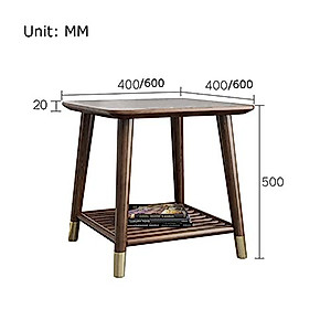 Articles for daily use All Solid Wood Light Luxury Small Coffee Table Bedside Table, ash Wood Sofa Walnut Color Round Side Table, Small Apartment Living Room Coffee Table
