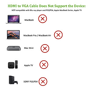 HDMI to VGA Cable 3FT, Uni-Directional Computer HDMI to VGA Monitor 3-Feet Video Cord (Male to Male) Compatible for Raspberry Pi, Roku,Computer, Desktop, Laptop, PC, Monitor, Projector, HDTV and More