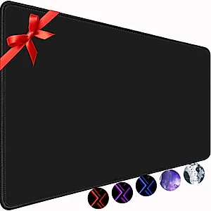 TEDNETGO Large Mouse Pad, Gaming Mouse Pad, Long Mouse Pads, Waterproof Extra Large Big Mouse Pad with Stitched Edge, XXL Non-Slip Black Computer Mousepad Desk Mat for Gamer, Office & Home, Black