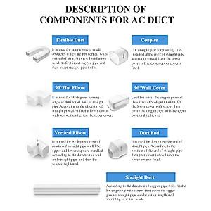 WEETALL 3" 15.5Ft Mini Split Line Set Cover with Flexible Pipe, AC Line Set Cover for Mini Split and Central Air Conditioner & Heat Pump