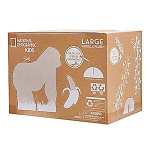 National Geographic Kids Large Stuffed Animal, 15-Inch Super Soft and Hyper-Realistic Gorilla Plush, Packaging from Recycled Materials, Kids Toys for Ages 3 Up, Amazon Exclusive