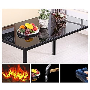 Wolfes Furniture 5-Piece Kitchen Dining Table Set for Dining Room, Kitchen, Dinette, Compact Space w/Glass Tabletop, 4 Leather Metal Frame Chairs - Black