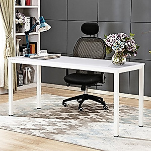 Need White Computer Desk, 63 inches Home Office Desk, Large Writing Desk, Long Workstation Office Desk