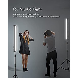 MUZAGATA LED Light Wand Photography 1200 Lux, 2500K-9900K RGB Tube Light CRI＞95, Handheld Photography Light Bar Built in 5200mAh Battery with OLED Display, Light Painting Photography Tools