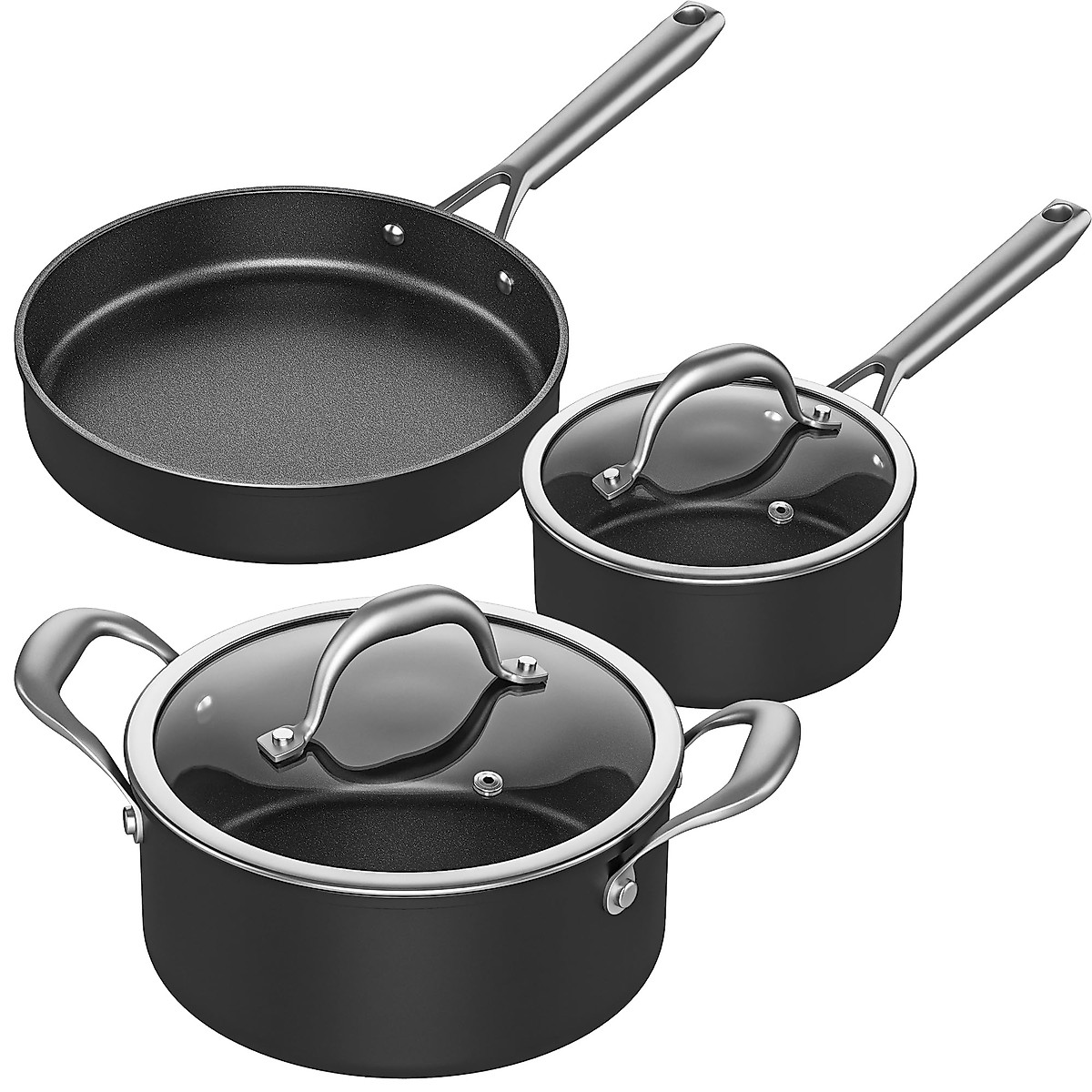 Wodillo Pots and Pans set Nonstick, Cookware Sets, 5 PCS Induction Kitchen Cookware Set, Non Stick Cooking Set w/Frying Pans & Saucepans, Dishwasher Safe, Oven Safe to 420°F