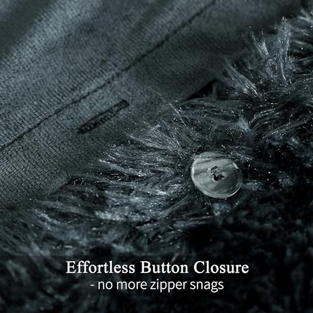 Aisbo Faux Fur Duvet Cover King - Fuzzy Plush Shaggy Duvet Cover King Size with Button Closure, Soft Fluffy Comforter Cover Set 104x90 Inches with 2 Pillow Shams for Winter, Grey