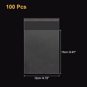 uxcell 100Pcs Clear Cello Bags, 4-5/8" x 5-3/4" Plastic Self Sealing OPP Cello Treat Bags Cello Poly Bags for Packing Cookies Candy Jewelry Gifts, Clear