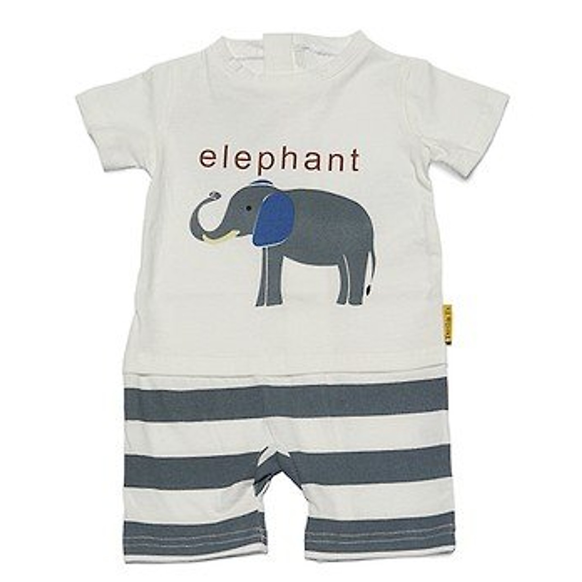 Terrible 2's One-Piece Toddler Elephant Romper with a Back Zipper in White/Gray (5T, White/Gray)