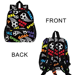Football Soccer Black Backpack Toddler Girls Boys Preschool School Bag Travel Daypack for Primary Children Students Kids