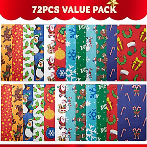JOYIN 72 PCS of Christmas Holiday Goody Bags; 12 Assorted Christmas Designs Goodie Bags for Classrooms, Party Favors, Small Gift Bags, Kraft Bags and Christmas Craft Bags
