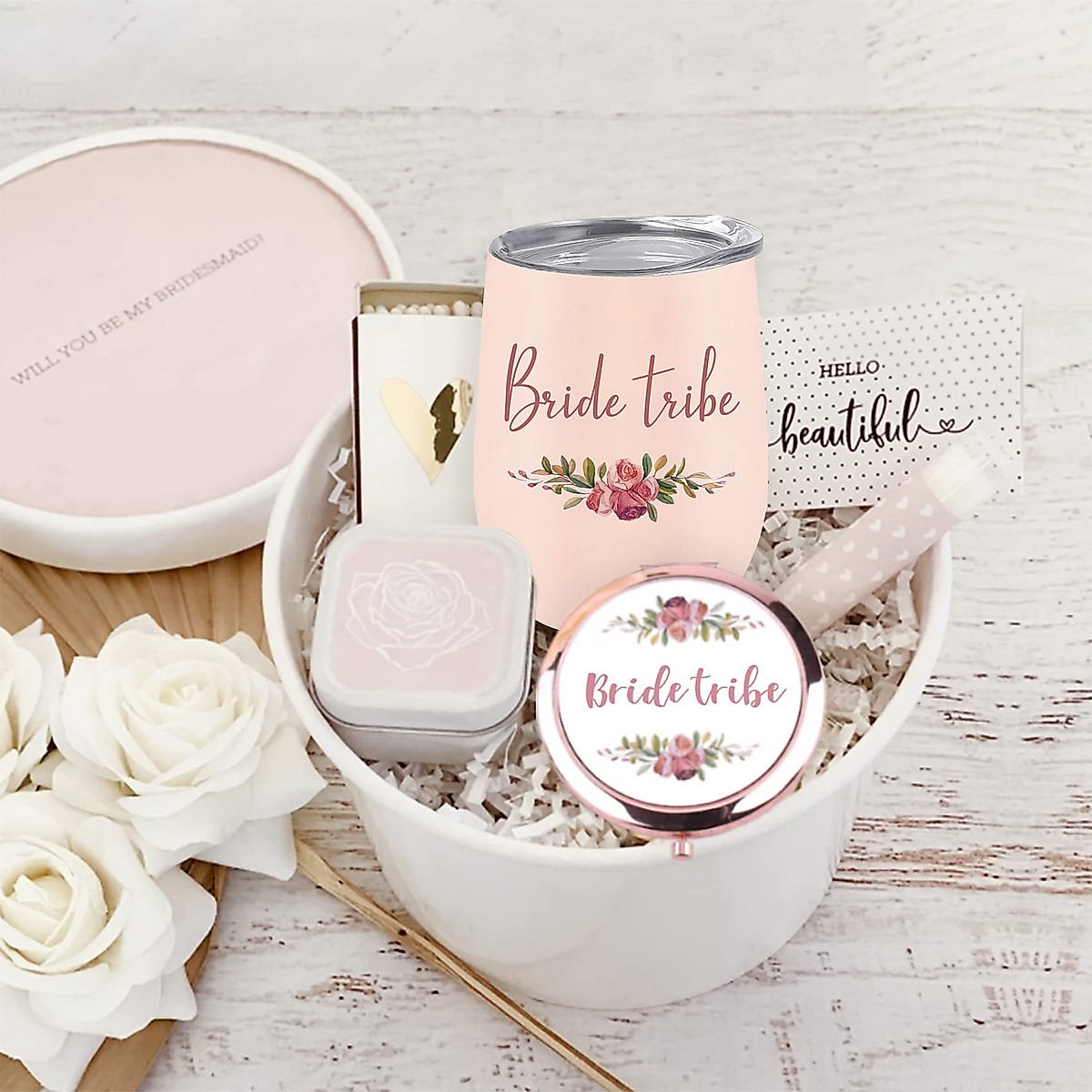 CARAKNOTS Bride Tribe Wine Tumbler Bride Tribe Gifts Wedding Bachelorette Party Gifts for Bride Tribe Tumbler Wedding Tumbler for Bride Tribe Cups Bridesmaid Gifts for Team Bride Wine Glass Pink 12 OZ