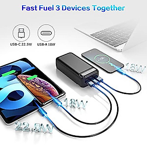 POIYTL Power Bank 50000mAh 22.5W Fast Charging Portable Charger with Flashlight, 3 Outputs & 2 Inputs Huge Capacity External Battery Pack for iPhone, Samsung, iPad etc