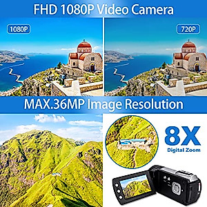 Vmotal Video Camera Camcorders 24 MP Digital Camera Video Recorder FHD 1080P 30FPS 2.7 Inch Vlogging Camera YouTube TikTok Camcorder for Kids Children Student Teenager Beginner