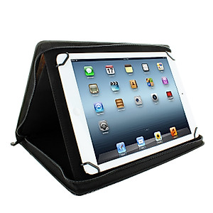 KHOMO Universal Tablet Padfolio Zippered Case for iPad Pro 12.9 Inch - Black - Compatible with All Versions of iPad Pro 12.9 inches (KHO-1700)