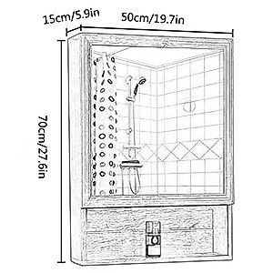 ZAYEN Bathroom Mirror Cabinet, Medicine Cabinets Mirror Cabinet Bathroom Mirror Cabinet with Storage Cabinet Metal Mirror Wall-Mounted Storage Shelf Bathroom