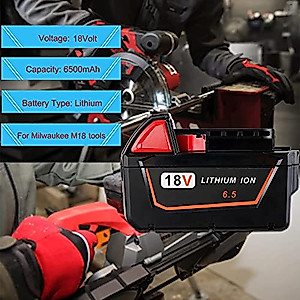 JYJZPB 2 Pack 6.5Ah M-18 Batteries Pack High Output for Milwaukee M18 Battery Lithium 48-11-1850 48-11-1862 48-11-1840 48-11-1828 48-11-1815