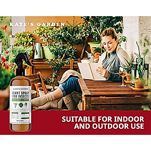 Plant Spray Bottle for Insects (16oz) by Kate's Garden. Garden Plant Care Peppermint Oil Spray for Bugs. Fungus Gnat Killer for Indoor Plants & Outdoors. Insecticide for Fruit Flies, Spider Mites.