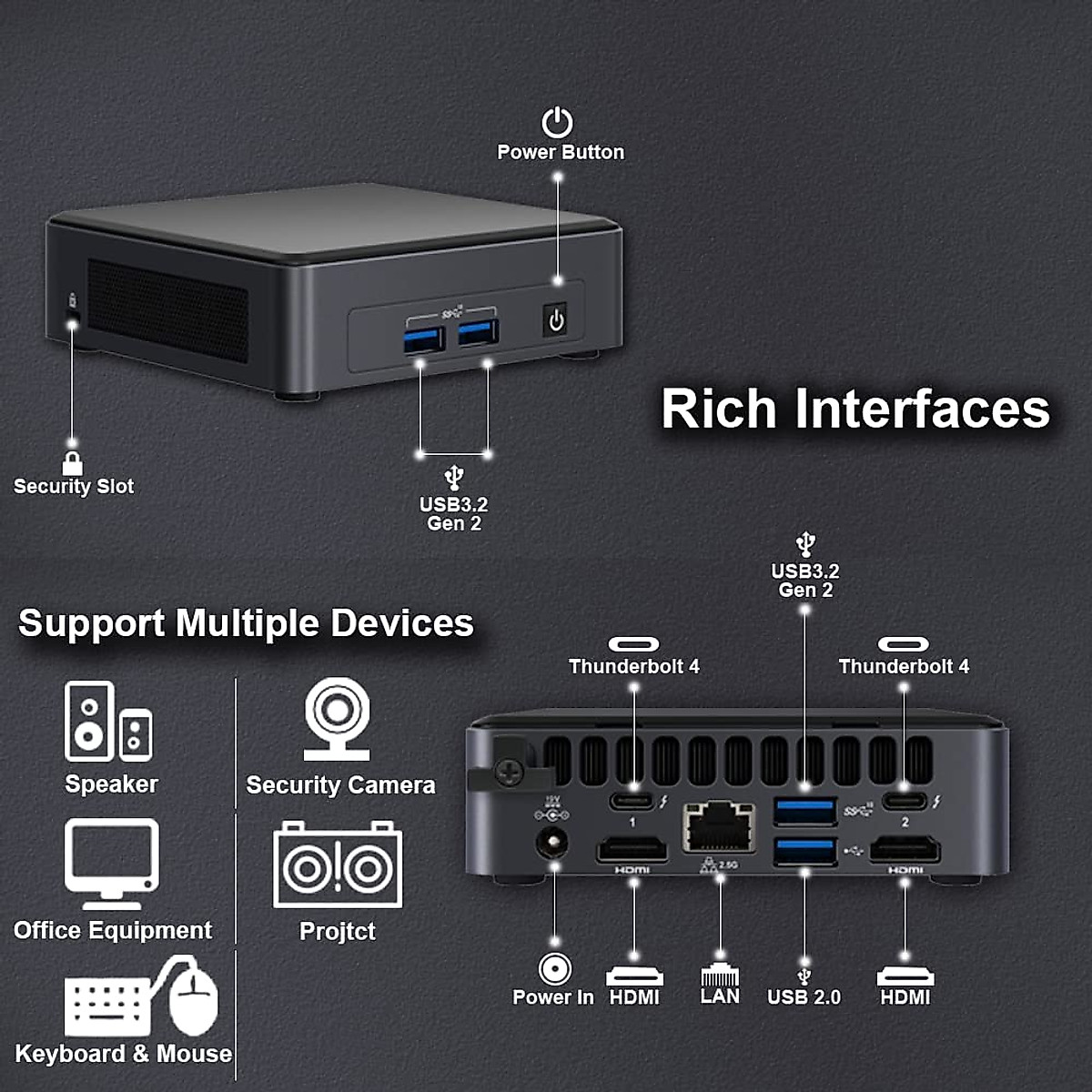Intel NUC 11 Pro NUC11TNKv5 Home & Business Mini PC Mini Desktop 11th Gen. Intel Core i5-1145G7 Processor with Intel vPro Technology 2.6 GHz@28W, up to 4.4 GHz Turbo, 4C 8T(No RAM&SSD)