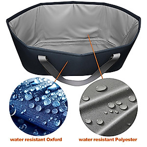 Foldable Laundry Basket 98.8L Waterproof Oxford Cloth Collapsible Laundry Basket with Plastic Supports on the Bag Opening and Sides - Black