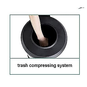 Stainless Steel Premium Trash Garbage Wastebasket Bin + Built in Compression System - 40L/13Gallon